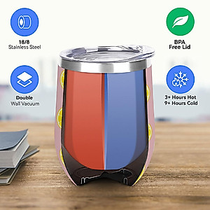 silichee 20 Oz Stainless Steel Wine Tumbler with Lid Pink Lemonade Pattern Tile Insulated Tumblers Vacuum Coffee Mugs for Hot and Cold Drinks,Coffee,Wine