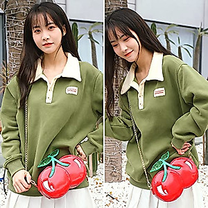 ENJOININ Sequins Red Cherry Shoulder Bag Women's Crossbody Bag Girl's Clutch Bag Fashion Purses and Handbags