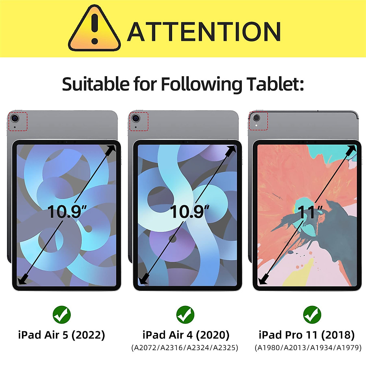 Ztotop Case for iPad Pro 11 Inch 2018 1st Generation iPad Air 4th Gen 10.9'' 2020 Lightweight Trifold Stand Cover with Rugged Translucent Back, Black