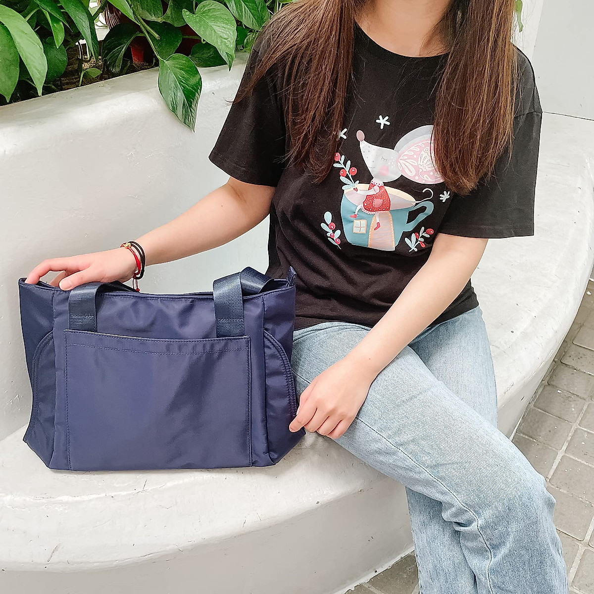 JJDreams Tote Bag Casual Shoulder Bag Top Handle Handbag Daily Travel Bag For Women，Blue