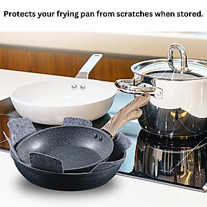 SAVUK Pot and Pan Protectors, Set of 3 Grey Felt Pot and Pan Separators Pad Pot Dividers Anti-Slip Pad for Stacking and Protecting Cookware Avoid Scratching (Grey)