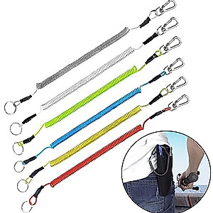 BESPORTBLE 24 Pcs Fishing Kayaks Fishing Gadgets Wire Fishing Tools Fishing Tether Kayak Tether Coiled Lanyard Security Gear Tools Plastic Key Rings Retractable Elastic Ropes Marine Miss Rope