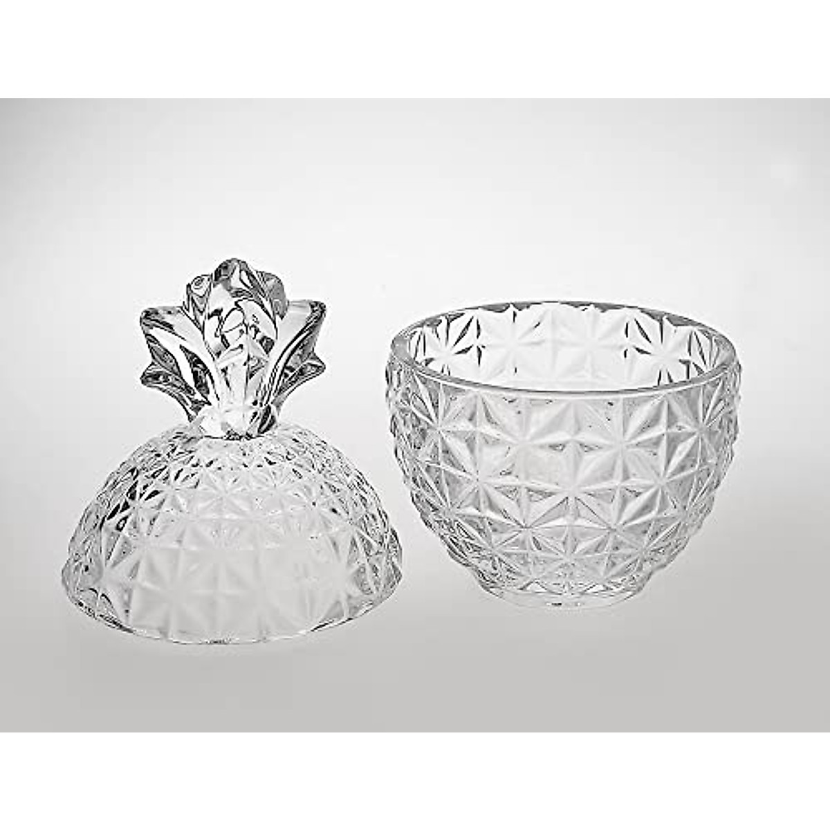 Crystal Glass Pineapple Embossed Candy Jar Candy Dish Food Storage Jar with Lid