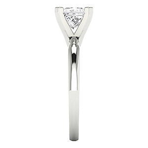 Clara Pucci 0.95ct Princess cut Custom Engraving Solitaire White Sapphire 4-Prong Classic Statement Art Deco Ring 14k White Gold SZ 4