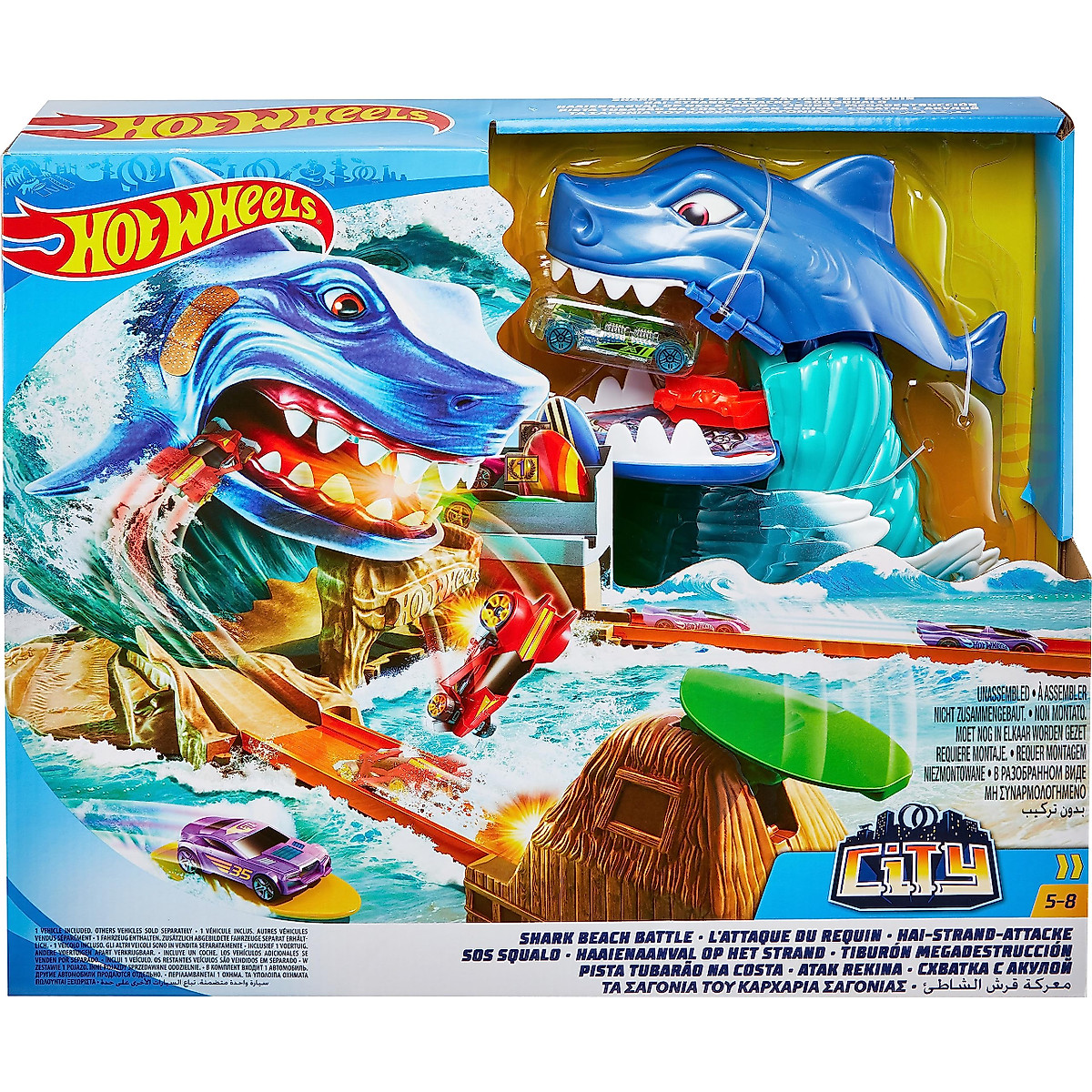 Hot Wheels City Shark Beach Battle Play Set Multicolor