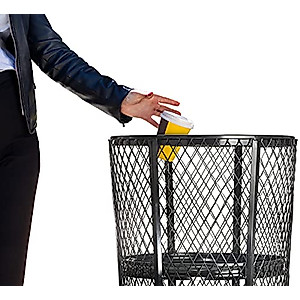 Alpine 48 Gallon Outdoor Trash Can - Commercial Stainless Steel Round Waste Receptacle for Parks, Walking Trails, Office Buildings, Restaurants, Schools, and More(Black Mesh)