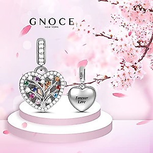 GNOCE Tree of Life Charm Pendant 925 Sterling Silver My Heart Will Go On Engravble Dangle Charm for Bracelet/Necklace Charm Gifts For Family