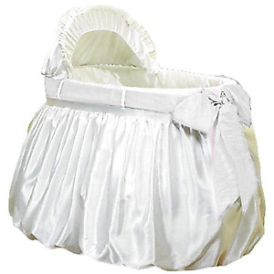 Baby Doll Bedding Shantung Bubble and Crushed Belt Bassinet Bedding, Ecru