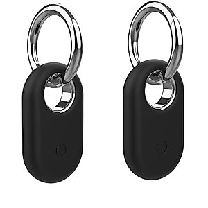 2023 New 2-Piece Silicone Full-Body Shockproof case is Specially Designed for Galaxy SmartTag2 case Keychain Smart Tag 2 case, which is Suitable for Keys, Wallets, suitcases, Backpacks (Black(2))