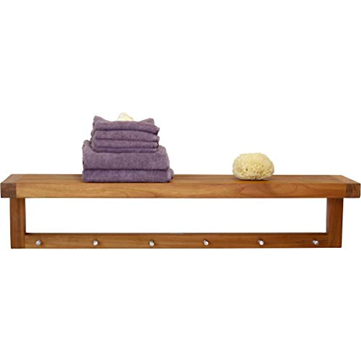 AquaTeak 36" Moa Wall Shelf with Hooks