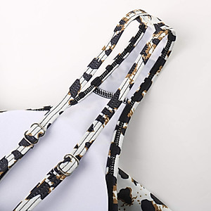 OMKAGI Women Ruffle Bikini Swimsuit Plus Size Racerback High Waisted Tankini Set(XXX-Large,Leopard-Black)