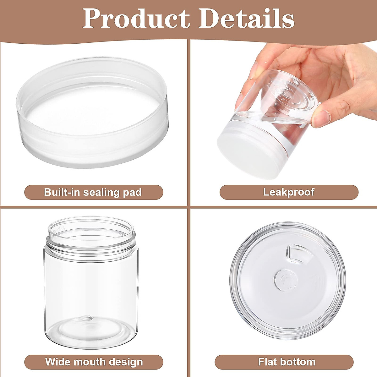 eBoot 150 Piece 3 Oz Plastic Container Jars with Lids Round Clear Cosmetic Empty Clear Plastic Jars for Lotion, Cream, Ointments, Makeup, Eye Shadow, Rhinestone, Samples, Pot, Travel Storage