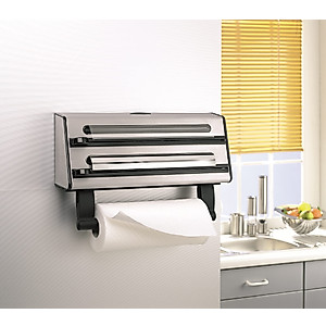 Emsa Triple Roll Dispenser Contura of Stainless Steel, Silver/Black
