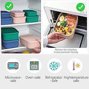 AROCFTIE Silicone Bento Box, Set of 3 Silicone Food Storage Containers with Lids, Hard-Shell Nesting Silicone Containers, Airtight, Dishwasher and Freezer Safe (10oz, 23.6oz, 44oz) (Pink)