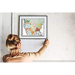 Historical Poster |1650 US Map Native American Indian Tribes Languages (16"x23")