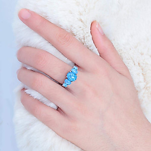 CiNily Blue Fire Opal Silver Plated Women Jewelry Gemstone Ring Size 8