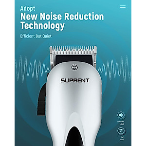 SUPRENT Hair Clippers for Men,All-Steel Self-Sharp Blade Cordless Hair Clippers Set, Long Service Life and Low Noise Hair Trimmer, with LED Display Hair Cutting Kit for Family(Silver）
