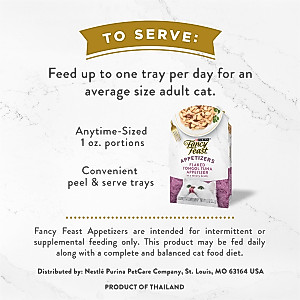 Purina Fancy Feast Appetizers Grain Free Cat Food Flaked Tongol Tuna Appetizer Lickable Cat Food Topper - (Pack of 10) 1.1 oz. Trays