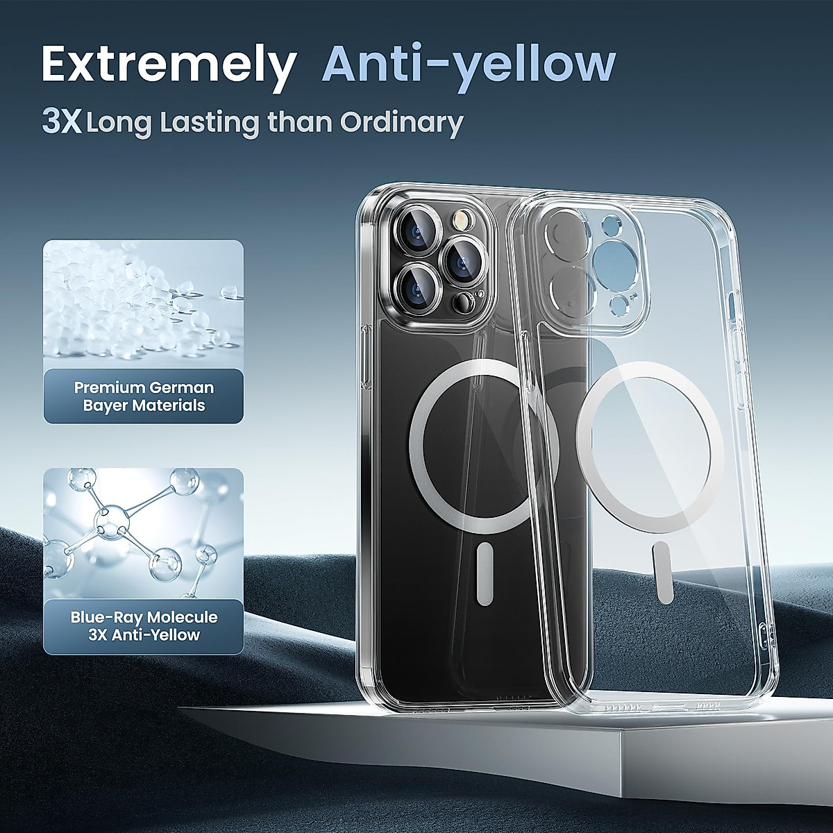 Dysnomia Magnetic Case for iPhone 13 Pro Max Case, Clear Upgraded [Camera Cover] [No.1 Anti Yellowing] [Powerful Magnets], Compatible with MagSafe, Protective Slim Thin Cover, 6.7 inch, Clear