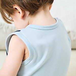 pureborn Baby Boy's Nautical Romper Sleeveless Summer Naval Style Cotton Sailor One Piece Outfit Blue Anchor 6-9 Months