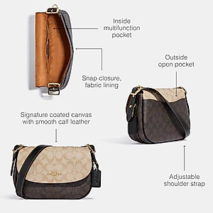 COACH Macie Saddle Bag, Light Khaki Brown Multi