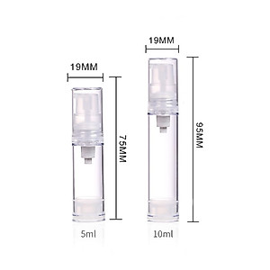 5ML Airless Pump Bottle-Empty Refillable Airless Vacuum Pump Cream Lotion Bottle Travel Bottles Toiletries Liquid Container for Cosmetic Make-up Pack of 6 (Transparent)