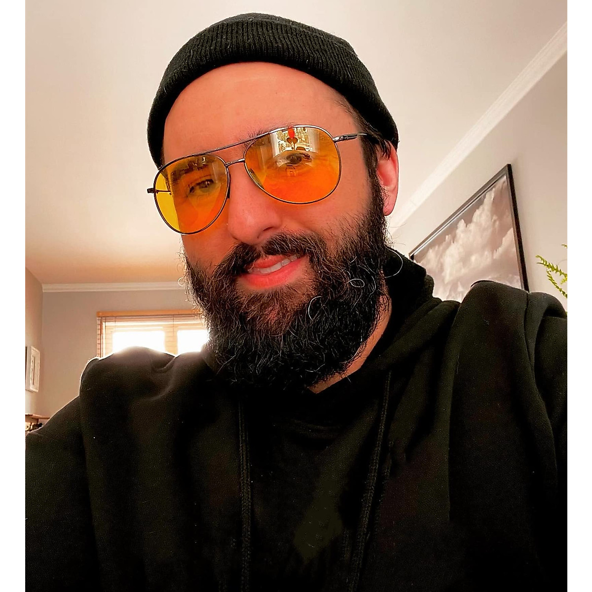 FEISEDY Night Driving Glasses Night Vision Aviator Reduce Glare Eyewear with Spring Hinge for Men Women B2294