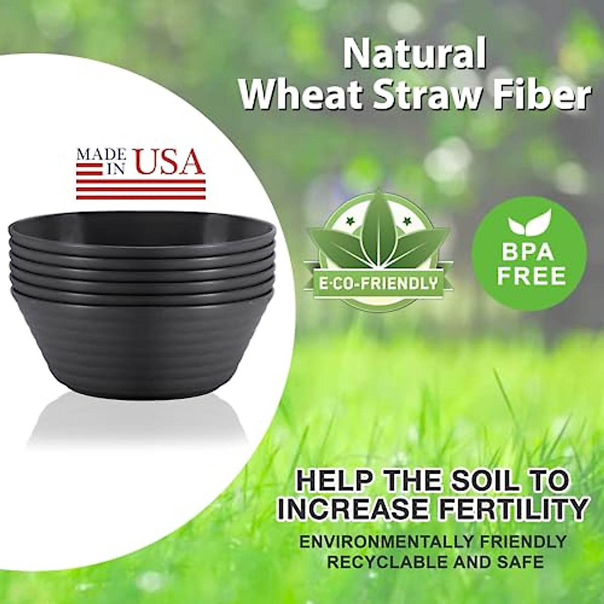 Mfacoy Unbreakable Cereal Bowls Set of 6, 28 OZ Premium Wheat Straw Bowls, Lightweight Dessert Bowls, Reusable Soup Bowls, Microwave Safe Bowls for Camping, RV, Dorm, Soup, Oatmeal, Ramen, BPA-Free