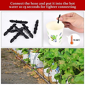 Mudder 150 Pieces Barbed Connectors Drip Irrigation 1/4" Barbed Coupling Fittings Barbed Connectors for 1/4 Inch Irrigation Tubing Drip Line Coupler for Drip Sprinkler Systems, Black