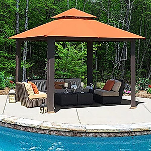 EliteShade USA 12x12 feet Sunumbrella Titan Patio Outdoor Garden Backyard Gazebo with Ventilation and 5 Years Non-Fading,Rust