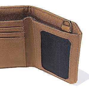 Carhartt Trifold Wallet, Durable for Men, Available in Leather and Canvas Styles, Nylon Duck (Carhartt Brown), One Size US