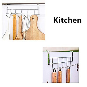 TSYWARE 3 Pack Over The Cabinet Hooks Kitchen Cabinet Rack Hook Space Saving Storage Hanger Bathroom Towel Metal 5 Hooks (Not for The Door)
