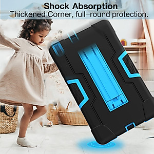 Cantis Case for Samsung Galaxy Tab A T290/T295 (2019 Version), Slim Heavy Duty Shockproof Rugged Protective Case with Kickstand for 8.0 inch Galaxy Tab A Cover for Kids (Black+Blue)