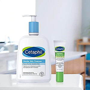 Cetaphil Hydrating Eye Gel-Cream, With Hyaluronic Acid, 0.5 fl oz, Brightens and Smooths Under Eyes, 24 Hour Hydration for All Skin Types, (Packaging May Vary)