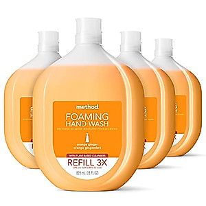 Method Foaming Hand Soap Refill, Orange Ginger, Recyclable Bottle, Biodegradable Formula, 28 fl oz (Pack of 4)
