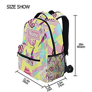 MCHIVER Cute Unicorn Cat Candy Personalized Laptop Backpack Custom School Bookbags for Boy Girl Lightweight Travel Backpack with Adjustable Buckle
