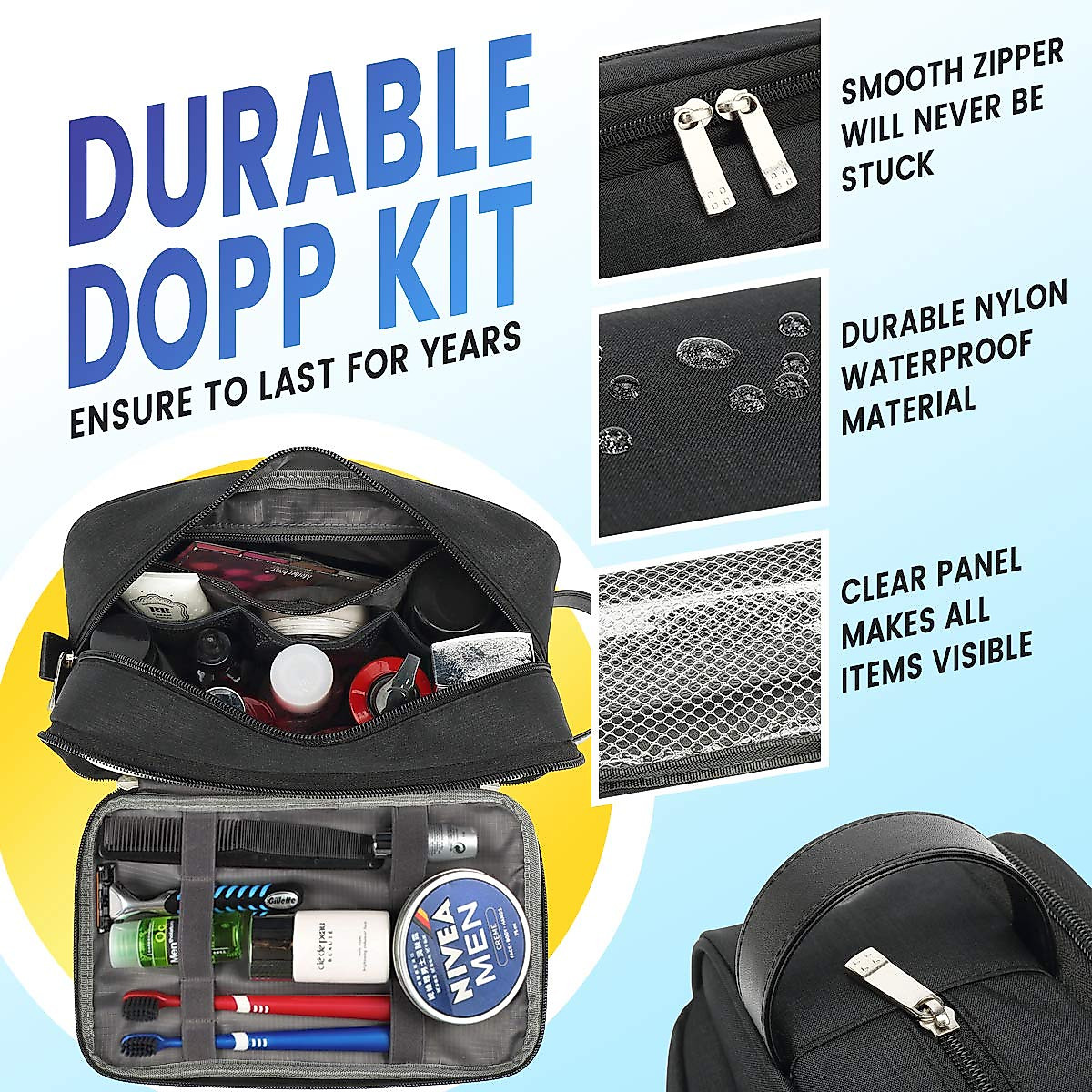 OIMIMY Toiletry Bag for Men Travel Shaving Dopp Kit Waterproof Toiletries Organizer for Cosmetic Portable Womens Travel Makeup Bag