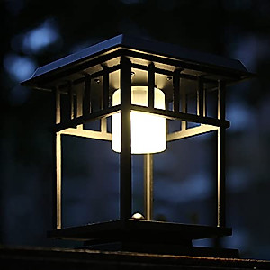 IBalody Solar Pillar Lights Outdoor Waterproof Column Lights Modern Simple Aluminum Alloy Decorative Light Home Courtyard Garden Pillar LED Light Square Pedestal