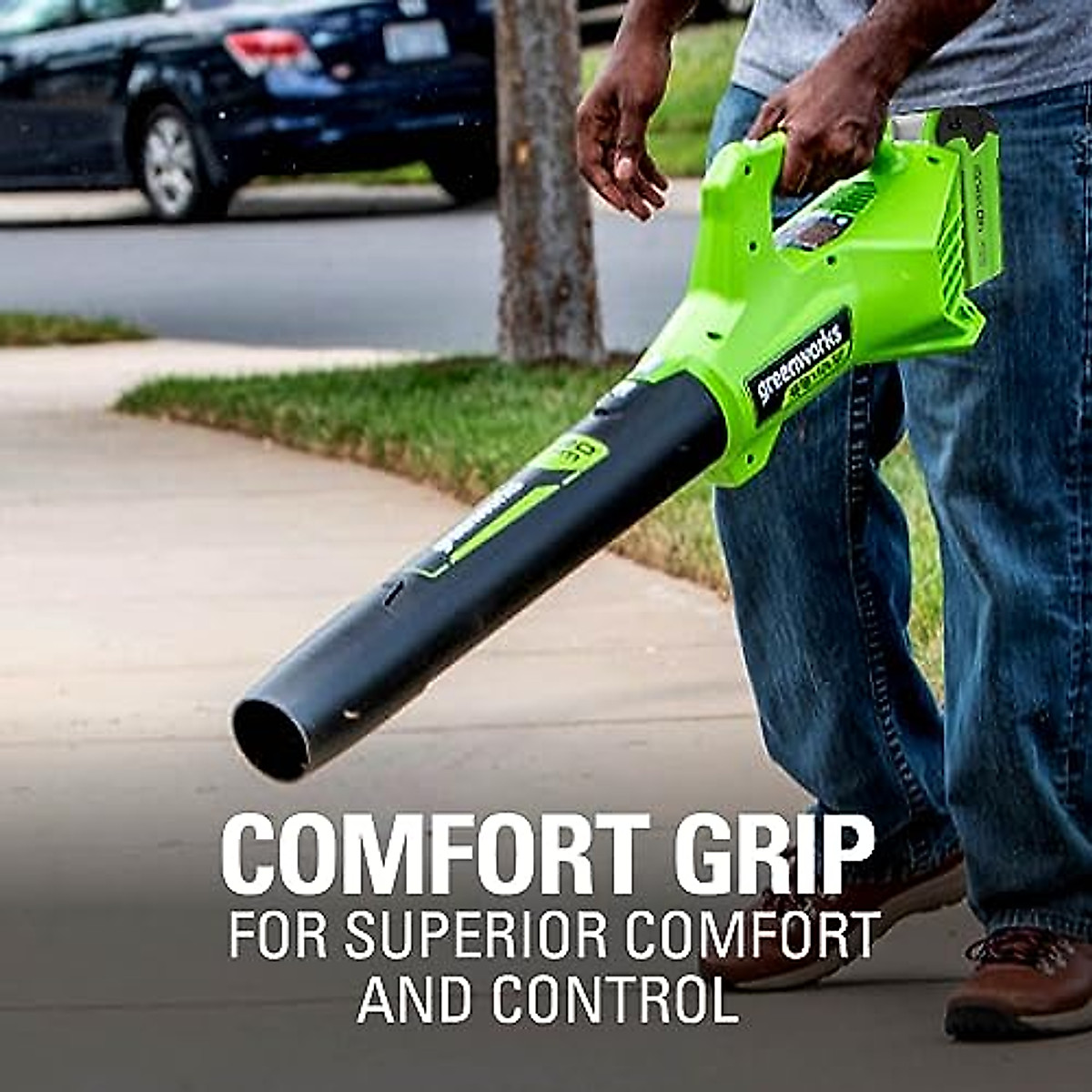 Greenworks 40V (100 MPH / 350 CFM) Cordless Axial Leaf Blower, 2.0Ah Battery and Charger Included