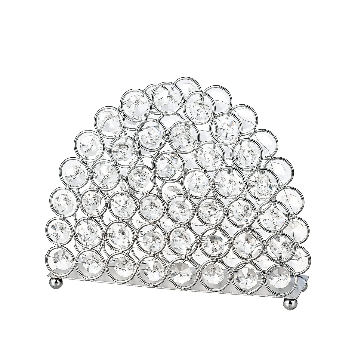 Feyarl Crystal Napkin Paper Holder Facial Tissues Napkin Organizer Mails Letters Cards Holder Cast Standing for Dinner Table Dresser Home Deco Office (Silver)