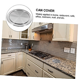 Hohopeti Flush Trash can Cover 8 inch Wide Trash can Kitchen Garbage can Garbage bin auto Trash can Metal Trash bin Recessed Counter Top Cover 430 Stainless Steel Wastebasket Clamshell Mini