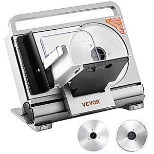 VEVOR Meat Slicer, 45W Electric Deli Slicer with Two 7.5" Stainless Steel Removable Blade, 0-15 mm Adjustable Thickness for Home Use, Child Lock Protection, Food Slicer Machine for Meat Cheese Bread