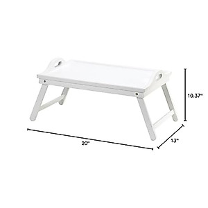 Breakfast in Bed Tray, Serving Tray with Legs, Modern White Folding Bed Tray