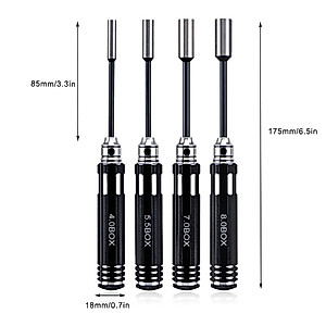 Drone Tool kit - 4Pcs Hex Nut Drivers Screw Driver - 4.0mm nut Driver 5.5mm 7.0mm 8.0mm Hexagonal Head Nut RC Socket Screwdriver for RC Model Helicopter Boat Cars