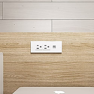 Jamesdar Computer Gaming L-Desk with Power, 35.8" H x 51.18" W x 37.8" L, White/Natural