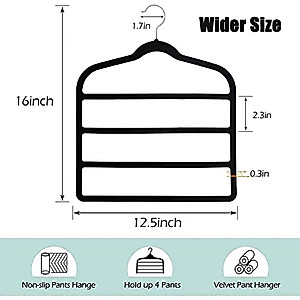 Pants Hangers Space Saving,3 Packs Non Slip Black Velvet Hangers,Closet Organizers and Storage Jeans Slack Trousers ​Hangers Swivel Multi-Layer Multiple Velvet Clothes Hanger, for Jeans,Scarf