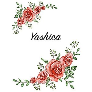 Yashica: Personalized Composition Notebook – Vintage Floral Pattern (Red Rose Blooms). College Ruled (Lined) Journal for School Notes, Diary, Journaling. Flowers Watercolor Art with Your Name