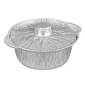 Foil Lux 34 Ounce Pans And Lids, 10 Disposable Pots With Lids - Oven-Ready, Stove Compatible, Aluminum Foil Baking Pans, Freezable, For Outdoor Camping, Vacation, Picnic, And More - Restaurantware