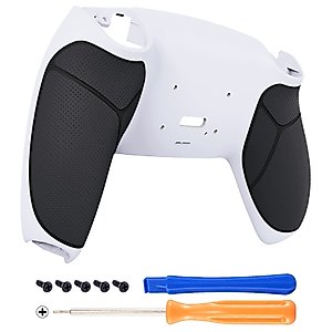 Black White Performance Rubberized Grip Redesigned Back Shell for PS5 Controller eXtremerate Rise & RISE4 Remap Kit - Controller & Rise Remap Board NOT Included