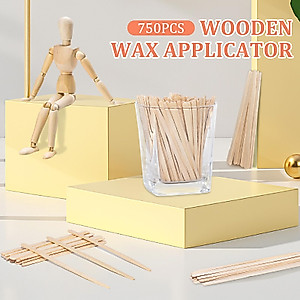 750Pcs Wooden Wax Sticks Eyebrow Lip Nose Waxing Sticks Small Wax Applicator Sticks Spatulas Applicator for Hair Removal and Smooth Skin Spa and Home Usage (750PCS)
